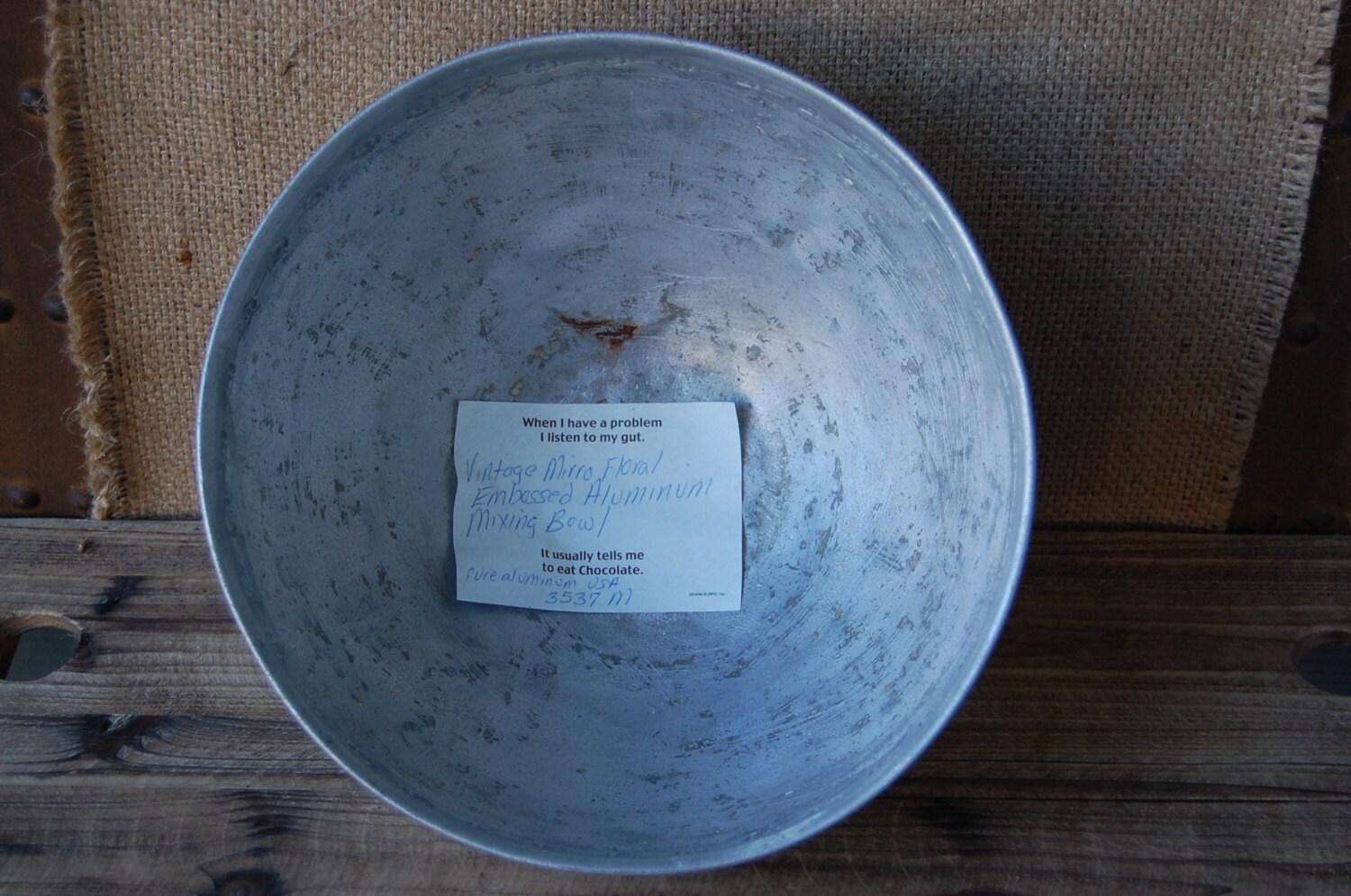 Vintage Aluminum Embossed Mixing Bowl Mid by PickersWarehouse