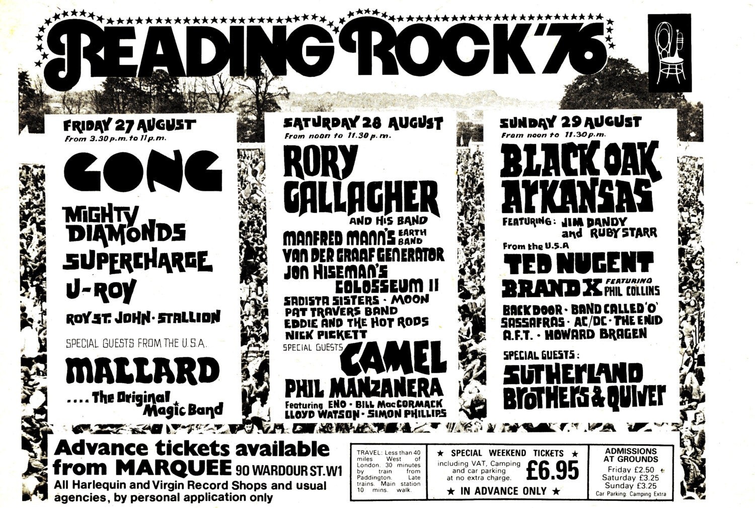 reading festival 1976 poster RORY GALLAGHER gong by SYNDICATE69