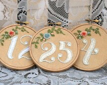 Unique number embroidery related items | Etsy