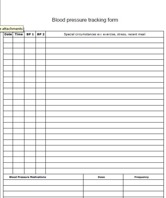 Fillable Blood Pressure Log PDF