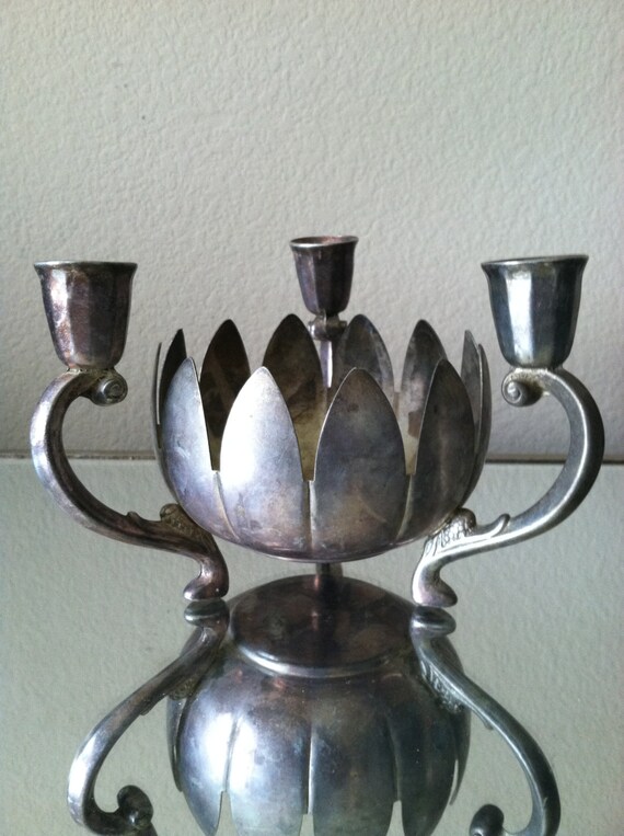 Items Similar To Vintage Italian Silver Plated Brass Candle Holder On Etsy