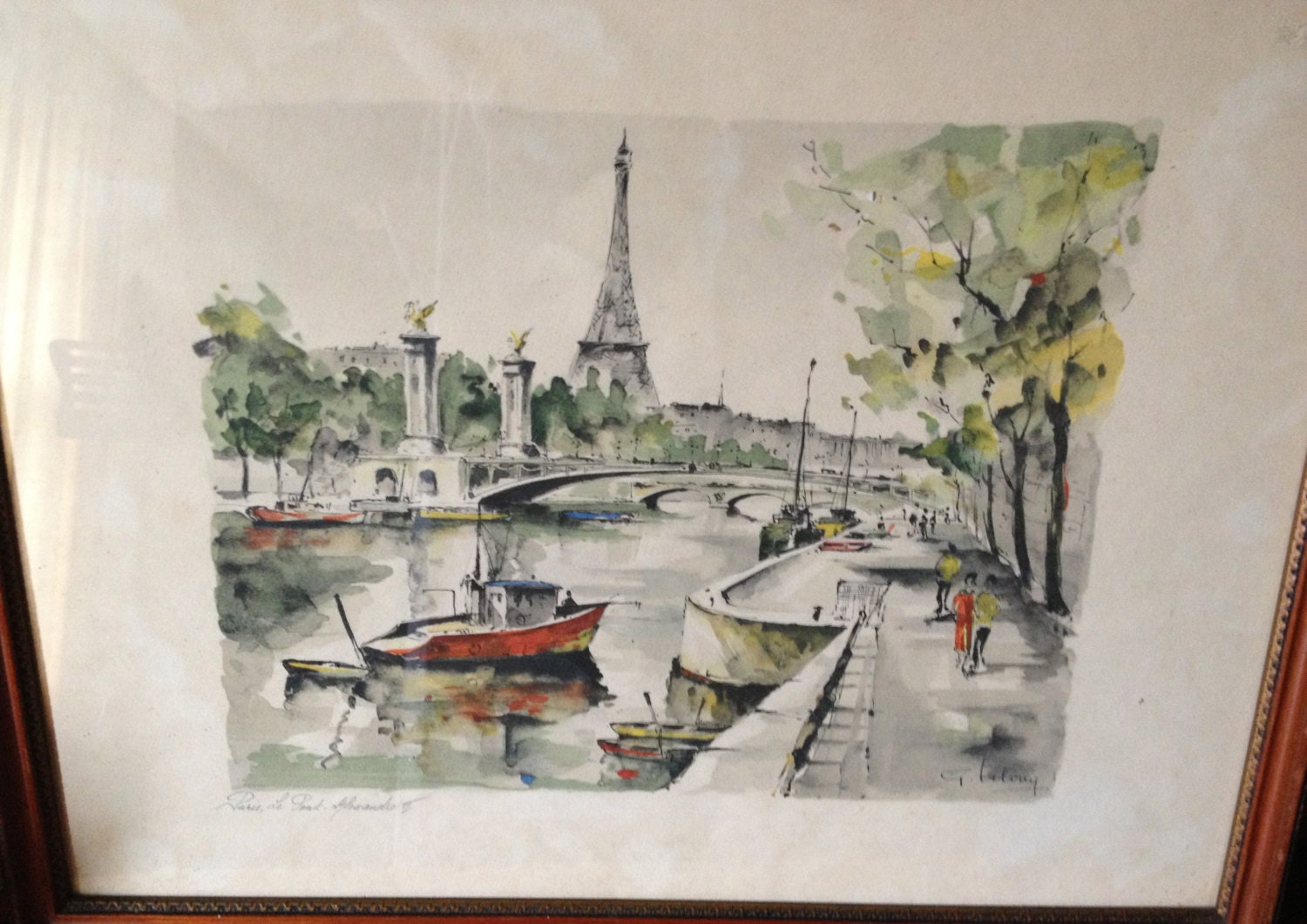 Vintage G. Lelong signed Watercolor painting/print