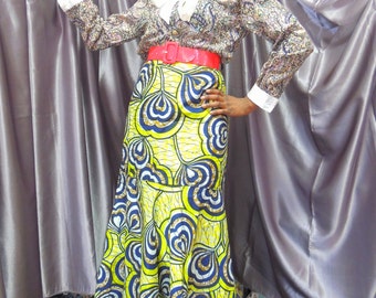 Long Green African Skirt