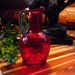 Ruby Red Pilgrim Crackle Glass Clear Handled Pitcher with