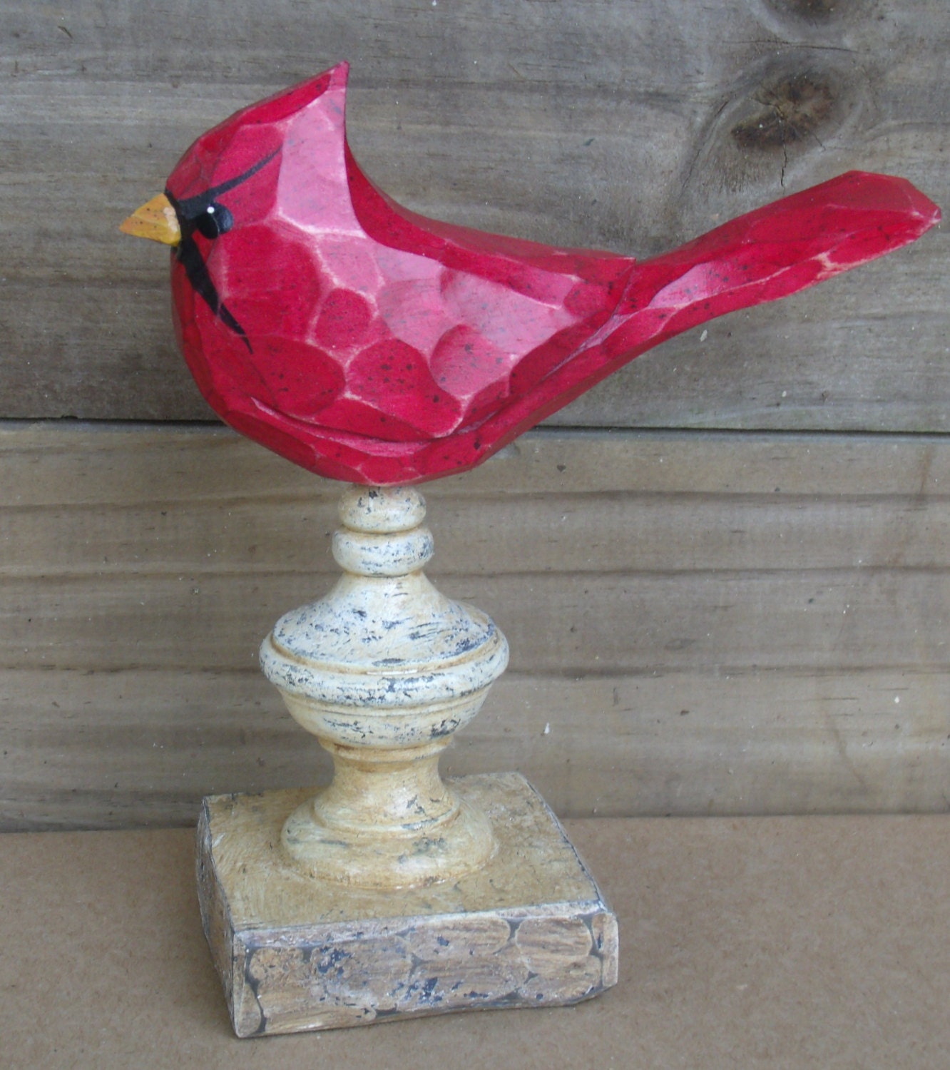 Hand Carved Bird Cardinal from White Pine. by OldeWorldCarvings