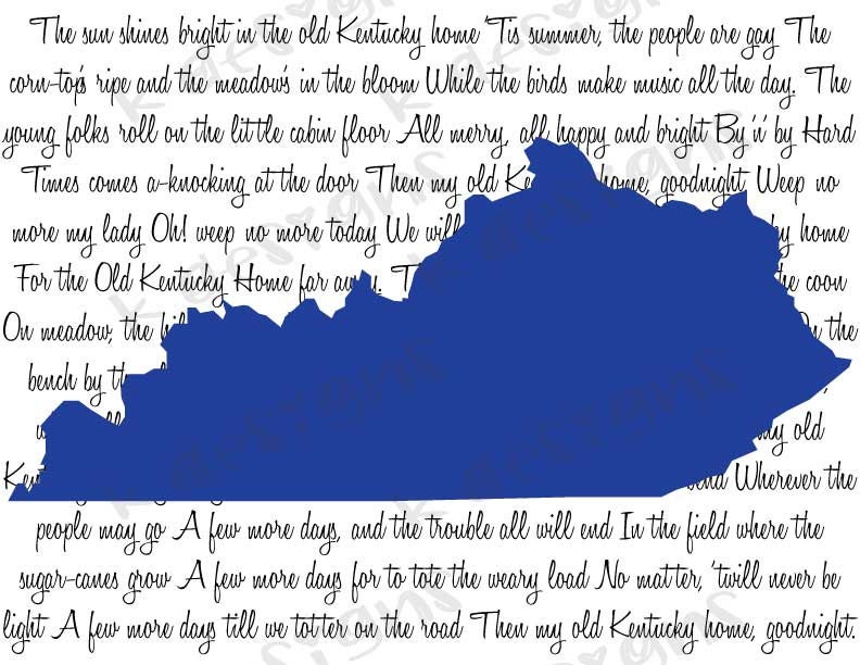 Kentucky State Song Digital Print 8x10 by DesignMeKT on Etsy