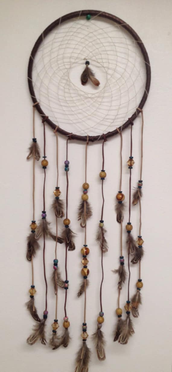 Items similar to Traditional Native Dream Catcher with Feather Center ...