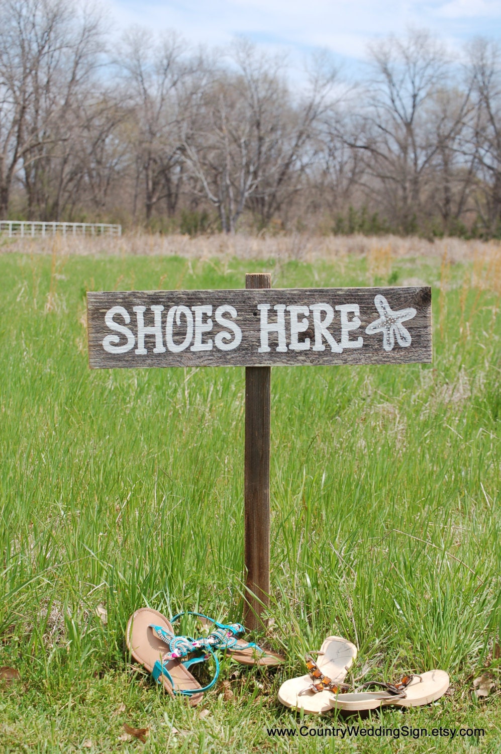 Shoes Here Sign Beach Wedding Sign Rustic Wood Sign Wooden