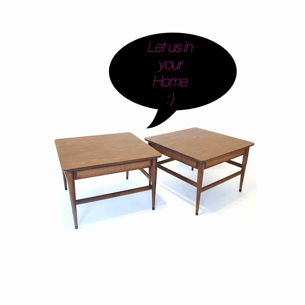 Vintage Mid Century Danish 1950s End Tables with Weaving and Danish ...
