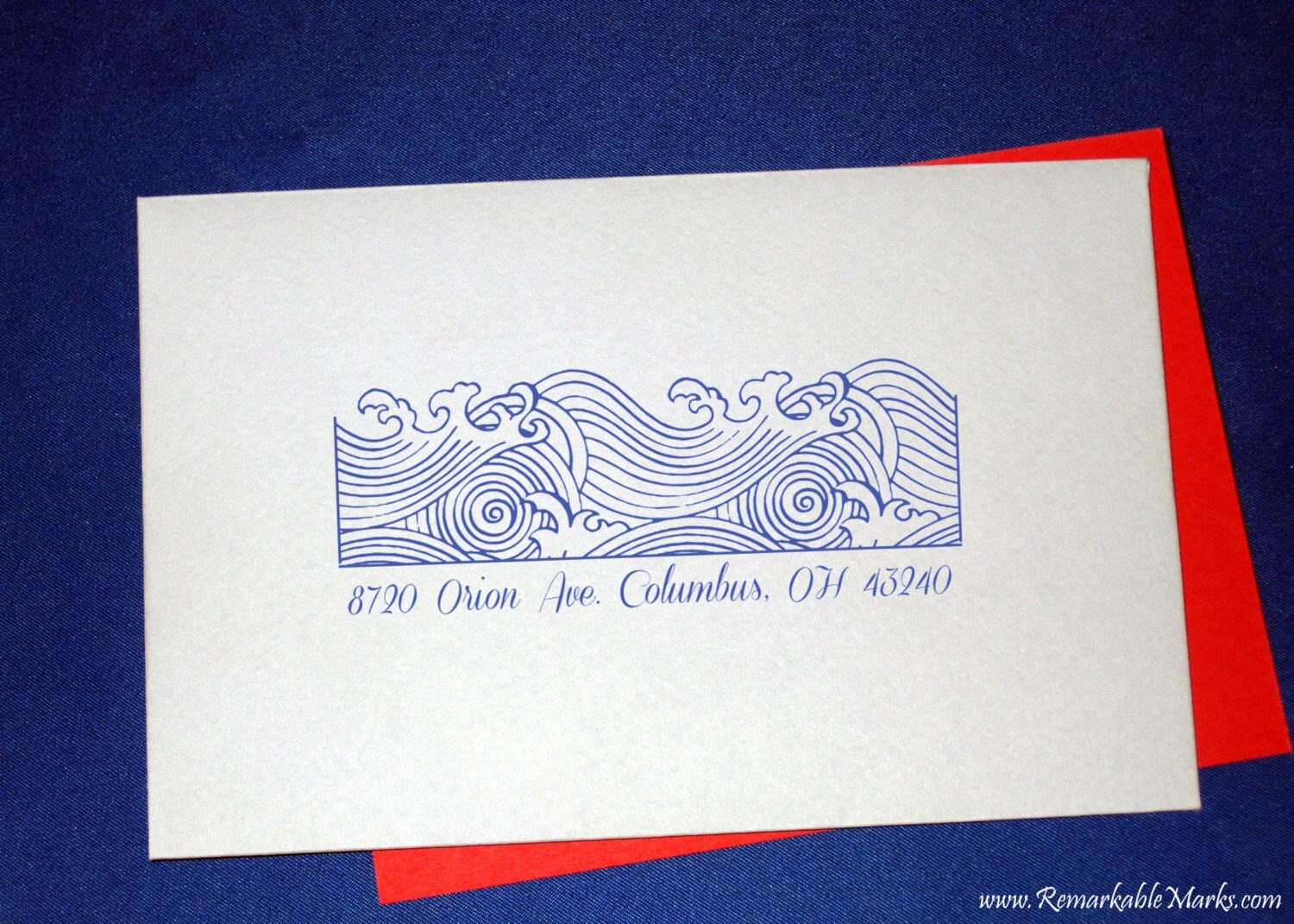 Waves Address Stamp Ocean Return Address Stamp Chiyogami Yuzen