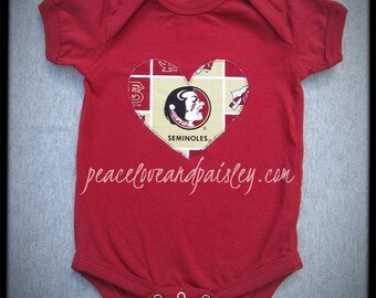 FSU Bodysuit with Heart Made from Florida State University Fabric, FSU ...