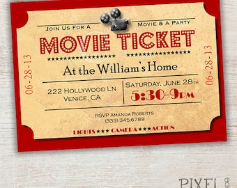 Movie Night Invitation, Movie Party Invitation, Movie Night, Home ...
