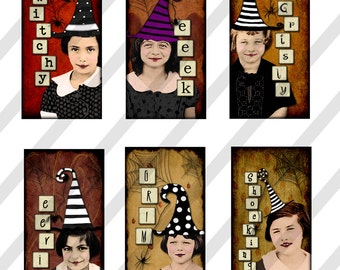 Items similar to Digital Halloween Characters Collage Sheet - Instant ...