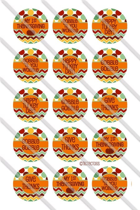 SALE Thanksgiving Chevron Polka dot Sayings Bottle Cap