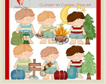 Barefoot Boys Go To Camp Clip Art by Cheryl Seslar