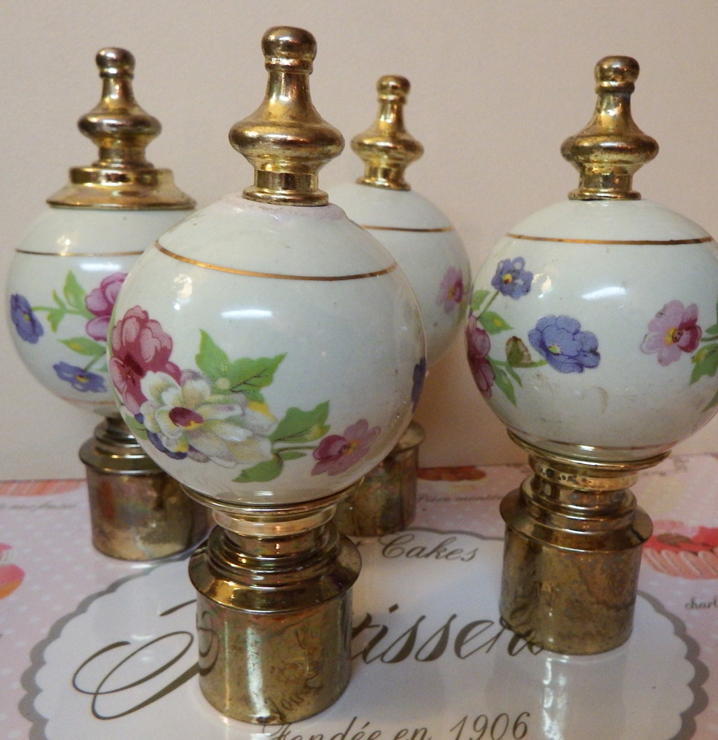 4 Vintage Porcelain And Brass Bed Knobs By Confectionique On Etsy
