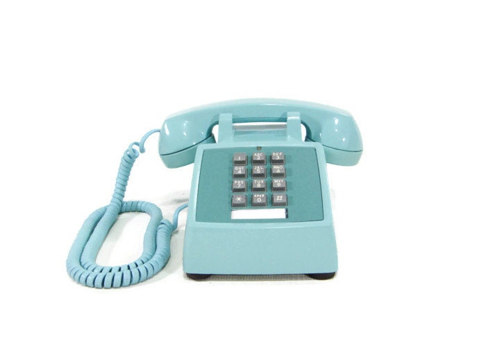 Aqua Blue Phone Vintage push button telephone