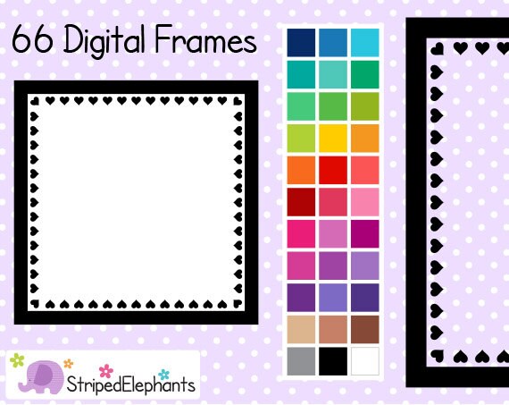Heart Square Digital Frames 1 Clipart Frames Instant