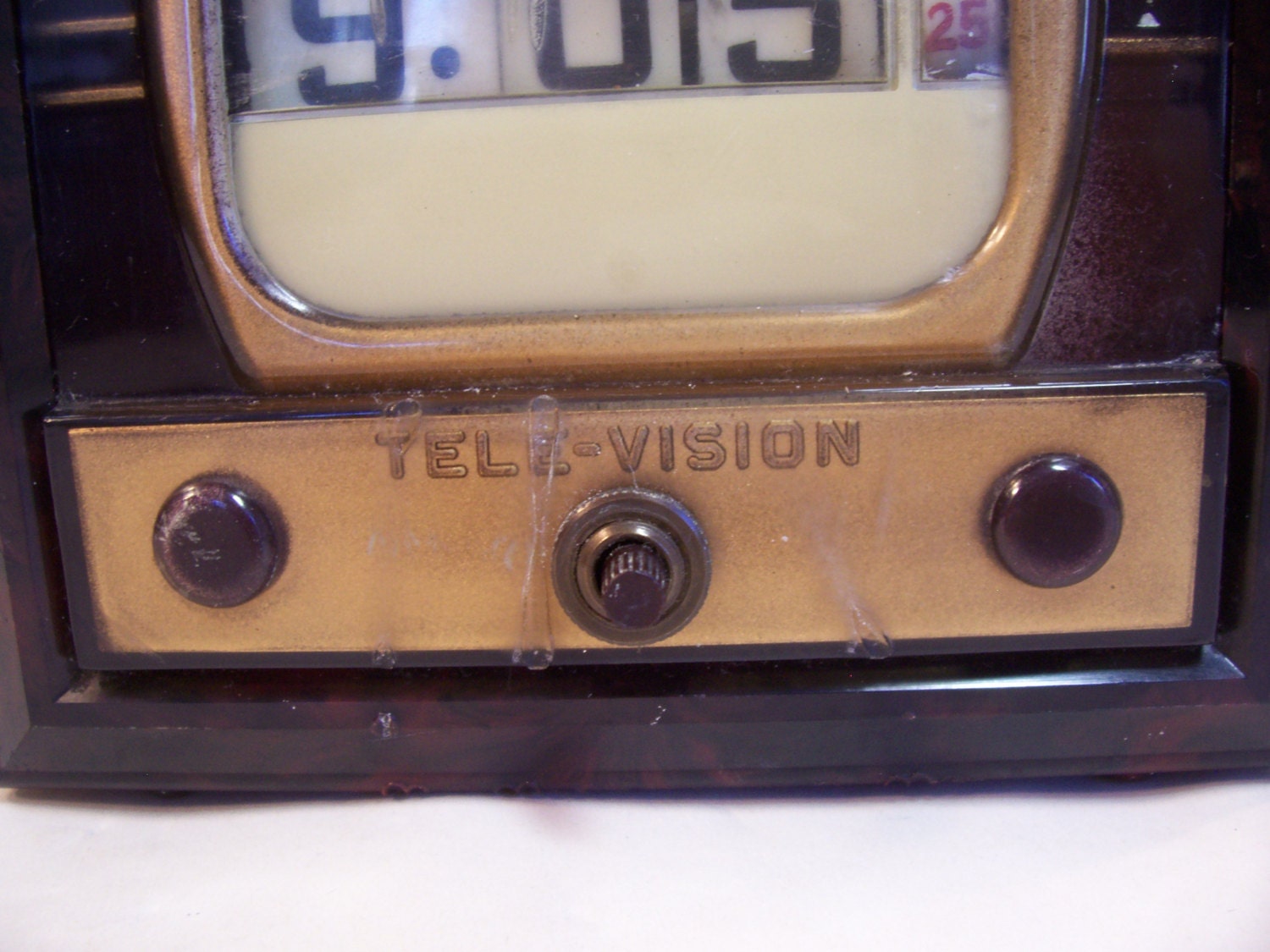 Vintage Tele-Vision Clock Corp. Of America Electric Works In