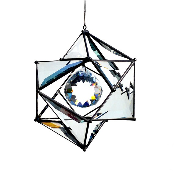 Large Complex Beveled Glass Orb with 50mm Crystal Ball