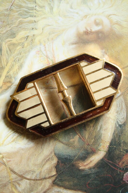Vintage Very Deco Enamel Tortoise Shell Original Brass Buckle – Haute Juice