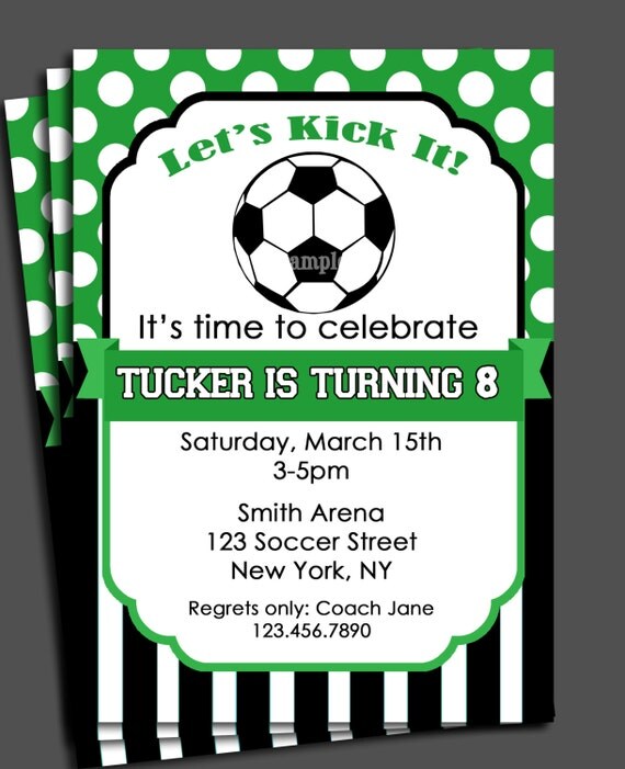 Soccer Invitation Printable Or Printed With FREE SHIPPING You Pick 