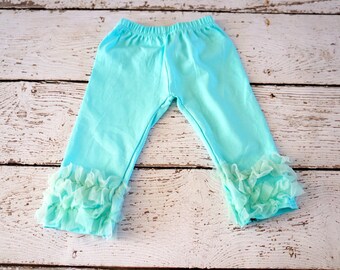 Aqua Ruffle Pants- Mermaid legging- legging - Double ruffle Pants ...