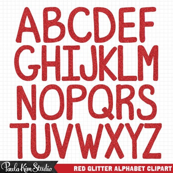 Red Glitter Alphabet Clipart Red Letters Commercial Use