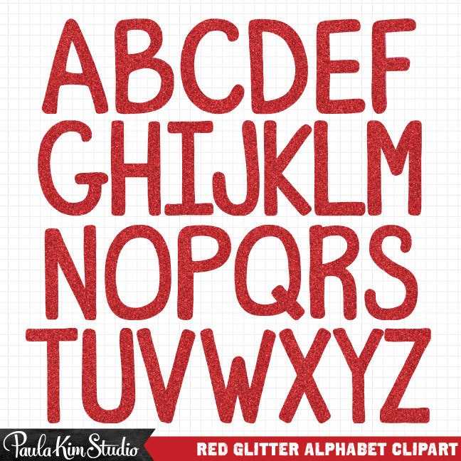 Red Glitter Alphabet Clipart Red Letters Commercial Use