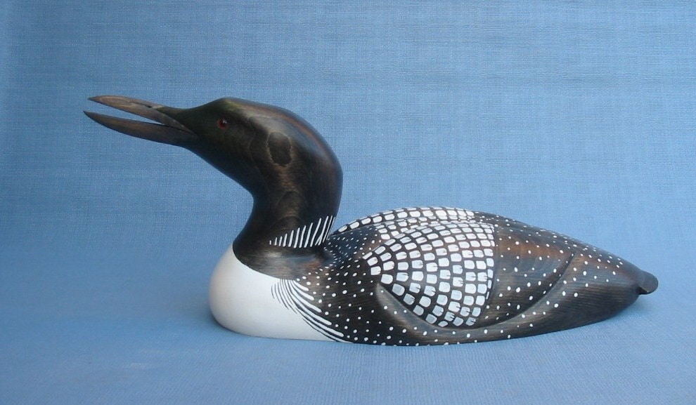 Hand carved large Calling Common Loon Decoy