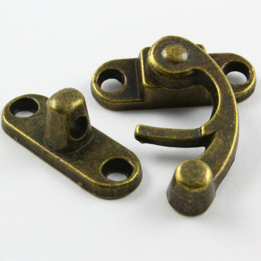 10Pcs Antique Brass Jewelry Box Hasp Latch Lock 29x33mm with