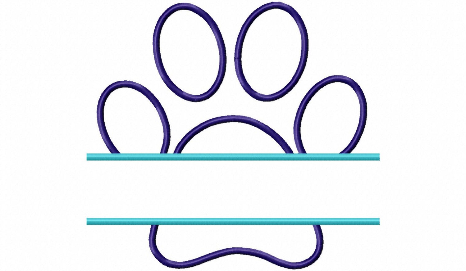 Split Paw Print Applique Machine Embroidery Design Straight
