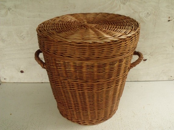 Large Wicker Basket 16 with Lid Sturdy