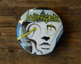 Vintage 80s Winger Pin Back Button
