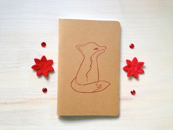Notebook: Fox Journal Red Kraft Christmas Stocking