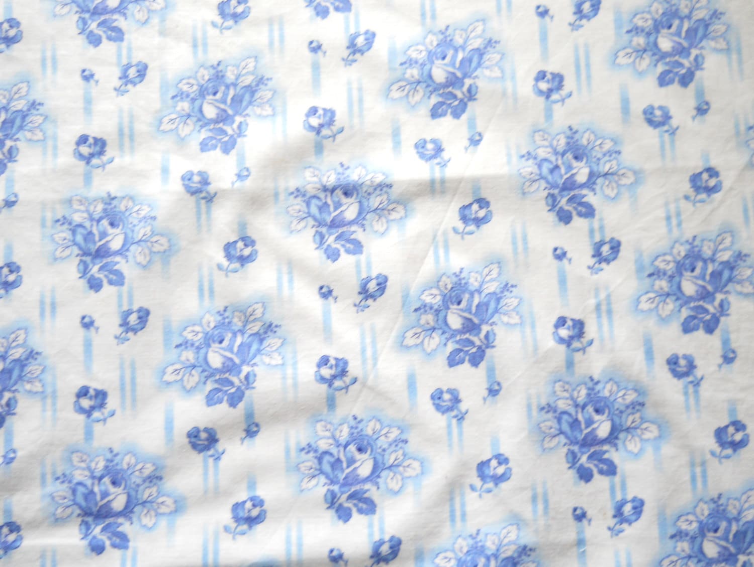 vintage french fabric antique french fabric blue roses fabric quilting ...