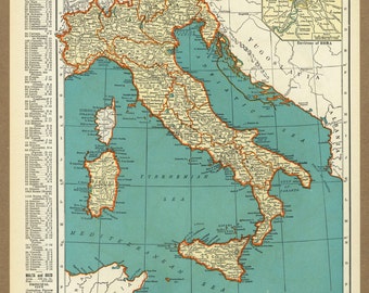 Popular items for vintage map of italy on Etsy