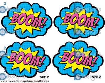 Superhero Cupcake Toppers Boom Bam Zap Pow and by BsquaredDesign