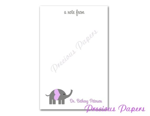 Personalized elephant note pads Personalized teacher gift