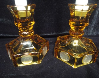 Amber glass candle | Etsy