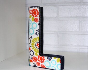 Fabric Letter : Initial L Woodland Floral Hanging Wall Decor