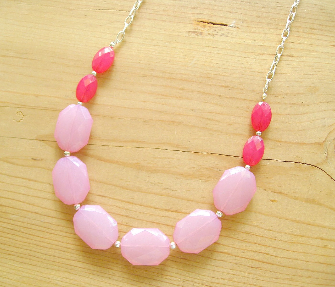 Hot Pink Statement Necklace Blush Pink And Hot Pink Necklace