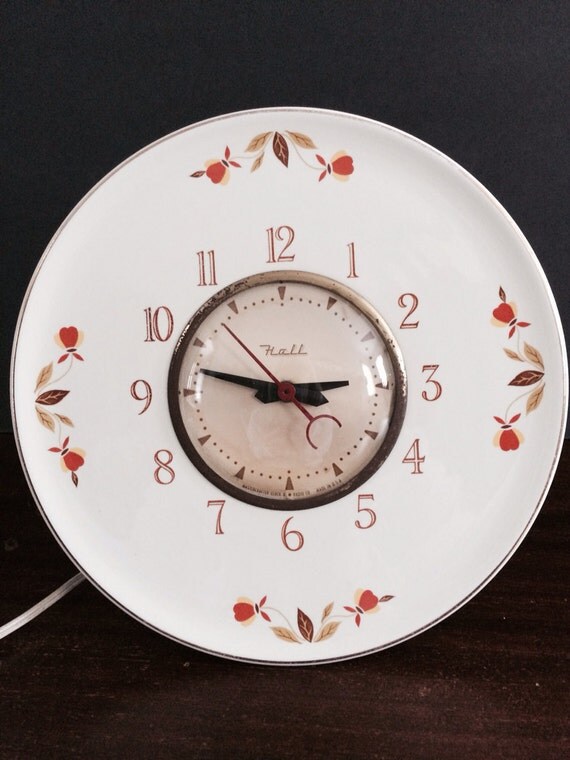 Antique HALL Jewel Tea Autumn Leaf Electric Clock-RARE