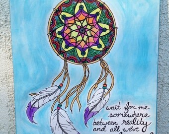 Dreamcatcher Wall Art - Original Watercolor Illustration on Canvas