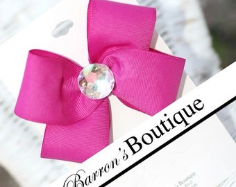 Items similar to Fuchsia Pink Teal OTT Boutique Hair Bows on Etsy