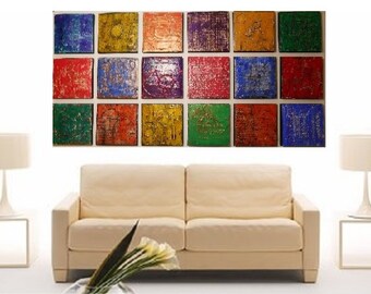 CUSTOM COLORS - Textured Wood Block Art - Large Modern Art - Abstract ...