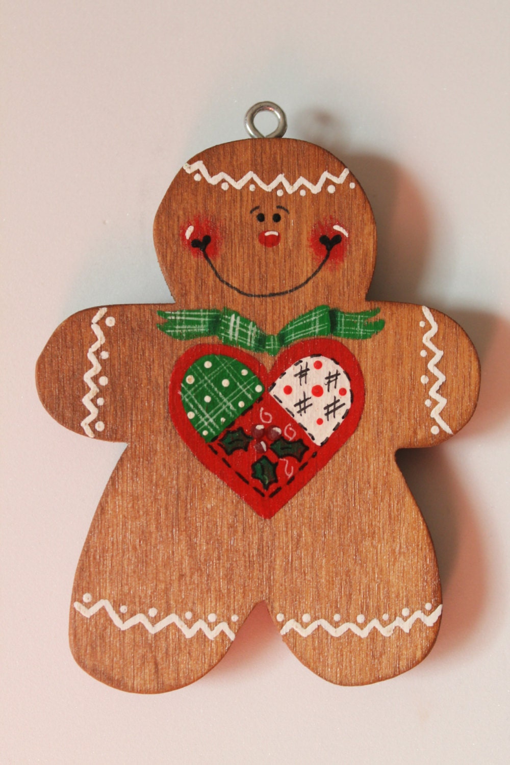 Tole Painted Wood Gingerbread Man Ornament