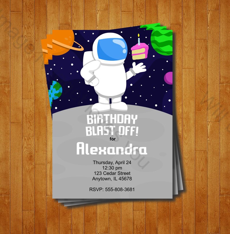 Astronaut Birthday Invitation printable design by ImageNugget
