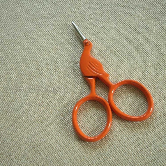 mini ORANGE STORK embroidery scissors