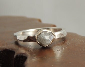 Rough Diamond Engagement 14k Gold and Sterling Silver, Alternative ...